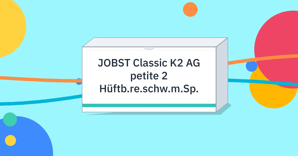 Symbolbild: Packung mit der Aufschrift JOBST Classic K2 AG petite 2 Hüftb.re.schw.m.Sp. (PZN 13065509) – Verfügbarkeit und Bezug in Apotheken in Frankfurt am Main