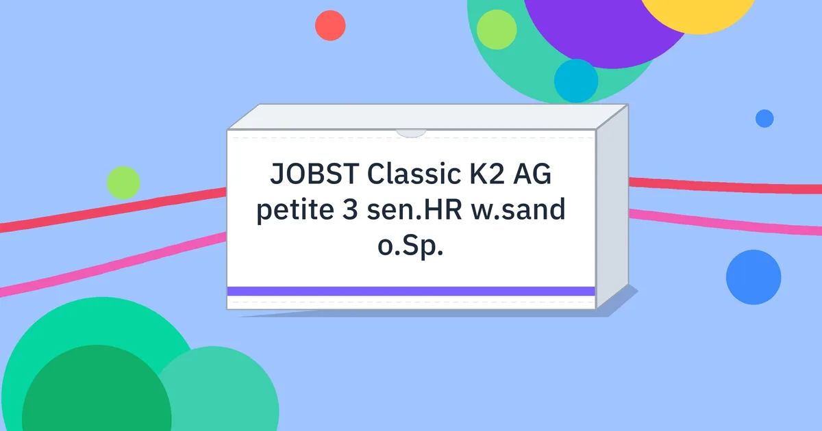 Symbolbild: Packung mit der Aufschrift JOBST Classic K2 AG petite 3 sen.HR w.sand o.Sp. (PZN 17961910) – Verfügbarkeit und Bezug in Apotheken in Frankfurt am Main