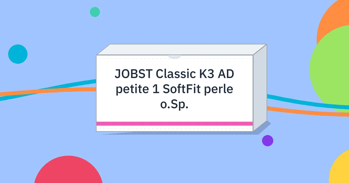 Symbolbild: Packung mit der Aufschrift JOBST Classic K3 AD petite 1 SoftFit perle o.Sp. (PZN 14223040) – Verfügbarkeit und Bezug in Apotheken in Frankfurt am Main