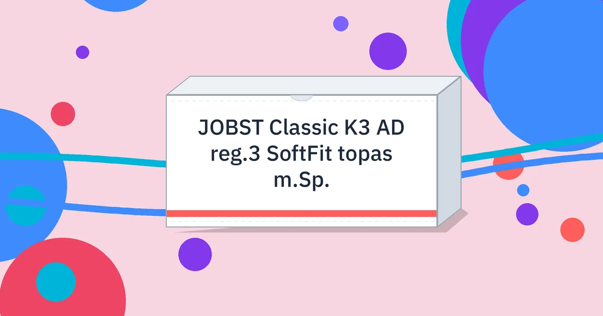 Symbolbild: Packung mit der Aufschrift JOBST Classic K3 AD reg.3 SoftFit topas m.Sp. (PZN 14224186) – Verfügbarkeit und Bezug in Apotheken in Frankfurt am Main