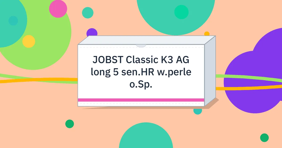 Symbolbild: Packung mit der Aufschrift JOBST Classic K3 AG long 5 sen.HR w.perle o.Sp. (PZN 17958351) – Verfügbarkeit und Bezug in Apotheken in Frankfurt am Main
