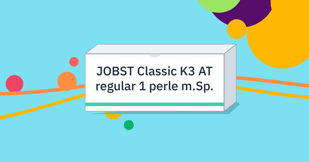 Symbolbild: Packung mit der Aufschrift JOBST Classic K3 AT regular 1 perle m.Sp. (PZN 13077955) – Verfügbarkeit und Bezug in Apotheken in Frankfurt am Main