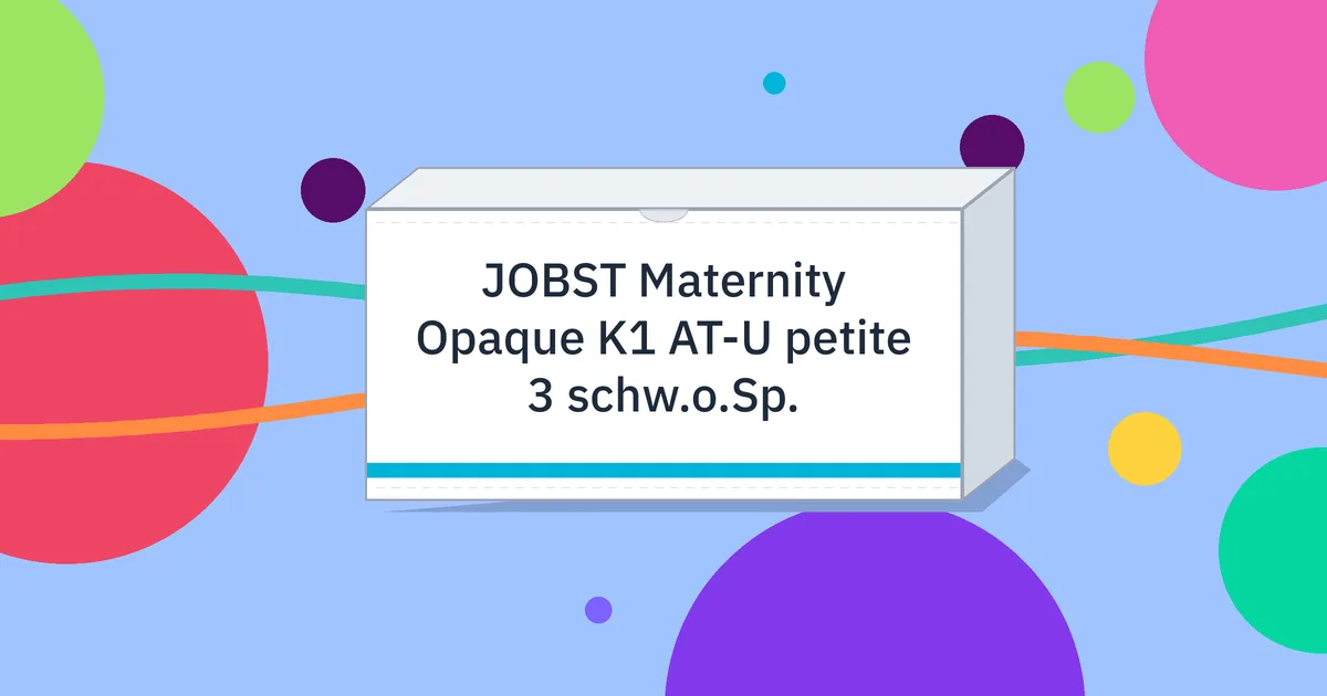 Symbolbild: Packung mit der Aufschrift JOBST Maternity Opaque K1 AT-U petite 3 schw.o.Sp. (PZN 15852973) – Verfügbarkeit und Bezug in Apotheken in Frankfurt am Main