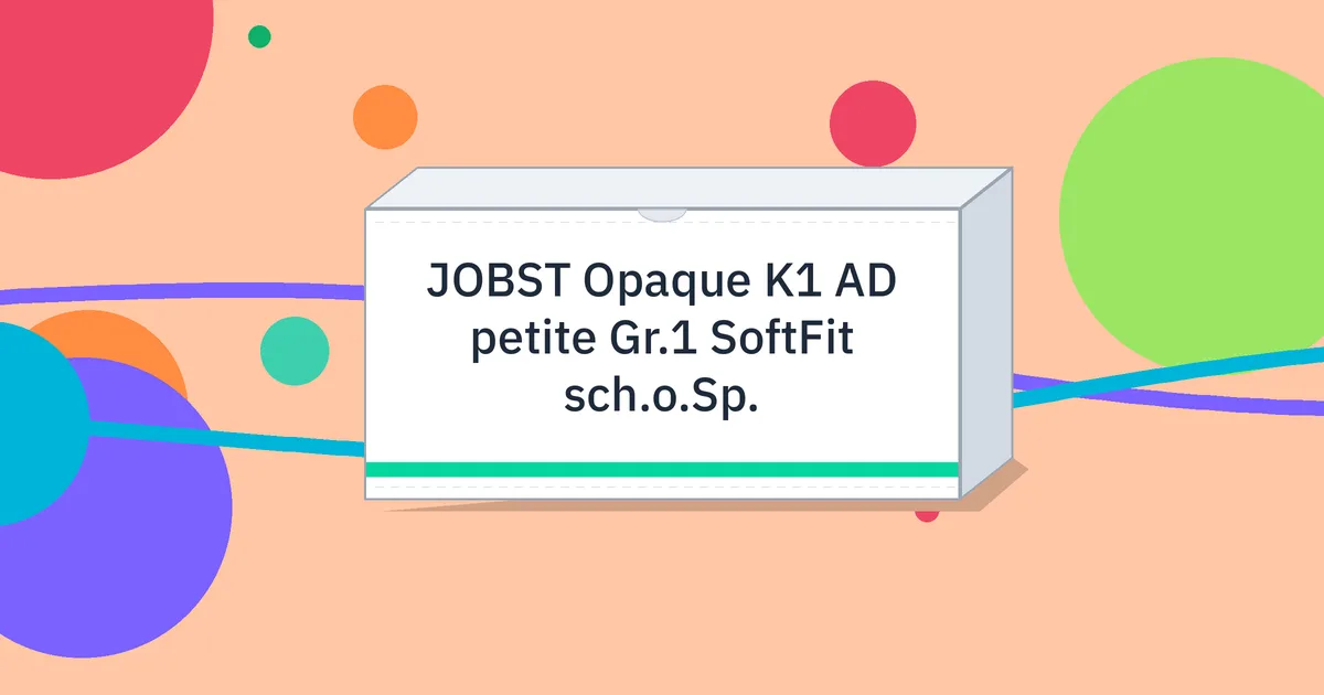 Symbolbild: Packung mit der Aufschrift JOBST Opaque K1 AD petite Gr.1 SoftFit sch.o.Sp. (PZN 13080644) – Verfügbarkeit und Bezug in Apotheken in Frankfurt am Main