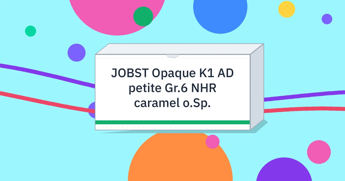Symbolbild: Packung mit der Aufschrift JOBST Opaque K1 AD petite Gr.6 NHR caramel o.Sp. (PZN 13160254) – Verfügbarkeit und Bezug in Apotheken in Frankfurt am Main