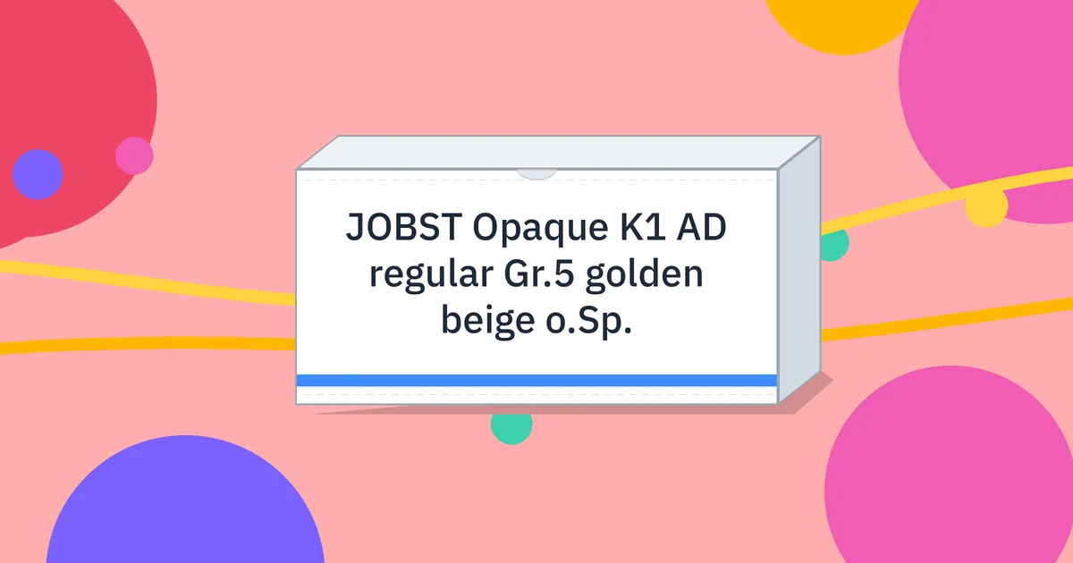 Symbolbild: Packung mit der Aufschrift JOBST Opaque K1 AD regular Gr.5 golden beige o.Sp. (PZN 16262593) – Verfügbarkeit und Bezug in Apotheken in Frankfurt am Main