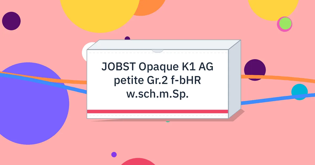 Symbolbild: Packung mit der Aufschrift JOBST Opaque K1 AG petite Gr.2 f-bHR w.sch.m.Sp. (PZN 13084116) – Verfügbarkeit und Bezug in Apotheken in Frankfurt am Main