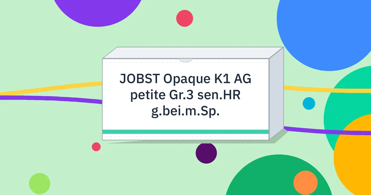 Symbolbild: Packung mit der Aufschrift JOBST Opaque K1 AG petite Gr.3 sen.HR g.bei.m.Sp. (PZN 16269307) – Verfügbarkeit und Bezug in Apotheken in Frankfurt am Main