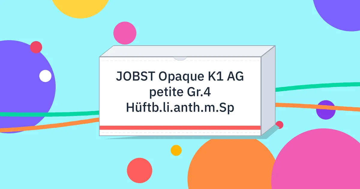 Symbolbild: Packung mit der Aufschrift JOBST Opaque K1 AG petite Gr.4 Hüftb.li.anth.m.Sp (PZN 16273148) – Verfügbarkeit und Bezug in Apotheken in Frankfurt am Main