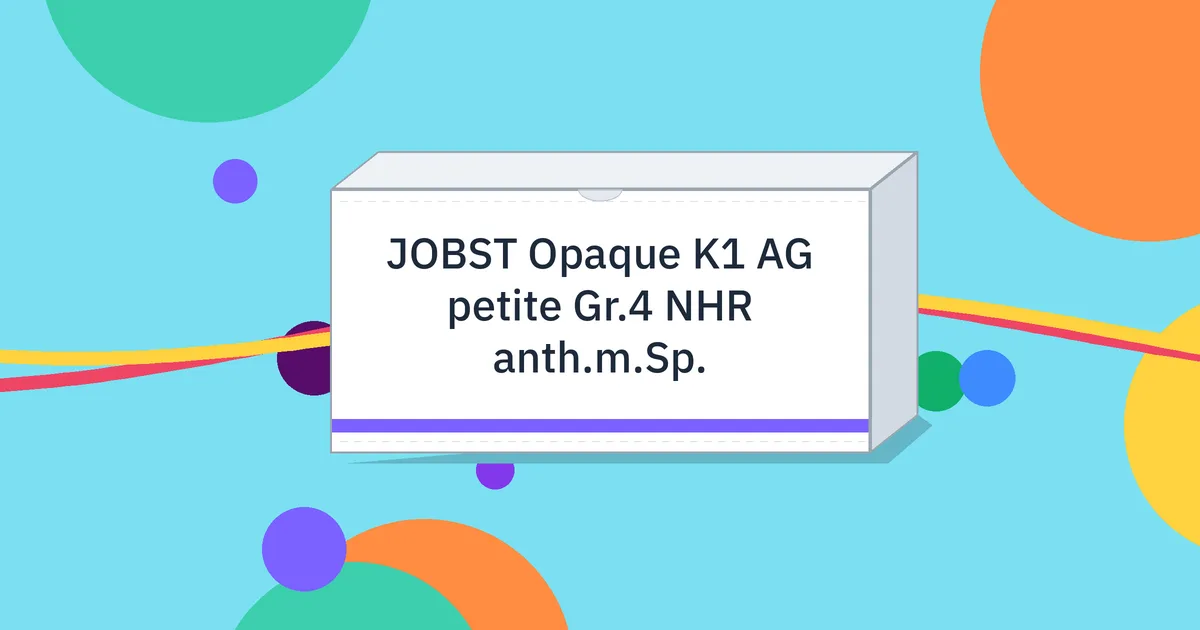 Symbolbild: Packung mit der Aufschrift JOBST Opaque K1 AG petite Gr.4 NHR anth.m.Sp. (PZN 16268294) – Verfügbarkeit und Bezug in Apotheken in Frankfurt am Main