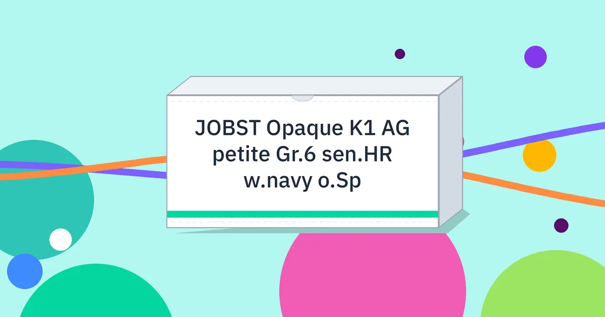 Symbolbild: Packung mit der Aufschrift JOBST Opaque K1 AG petite Gr.6 sen.HR w.navy o.Sp (PZN 13089349) – Verfügbarkeit und Bezug in Apotheken in Frankfurt am Main