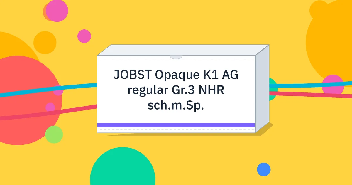 Symbolbild: Packung mit der Aufschrift JOBST Opaque K1 AG regular Gr.3 NHR sch.m.Sp. (PZN 13091702) – Verfügbarkeit und Bezug in Apotheken in Frankfurt am Main