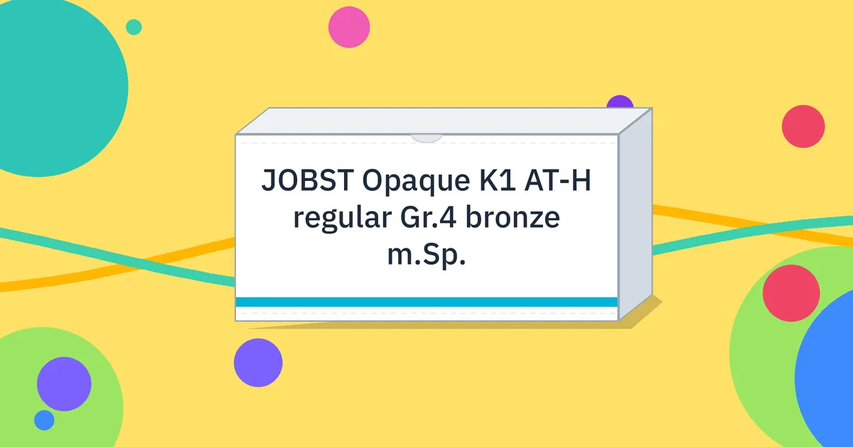 Symbolbild: Packung mit der Aufschrift JOBST Opaque K1 AT-H regular Gr.4 bronze m.Sp. (PZN 13105172) – Verfügbarkeit und Bezug in Apotheken in Frankfurt am Main