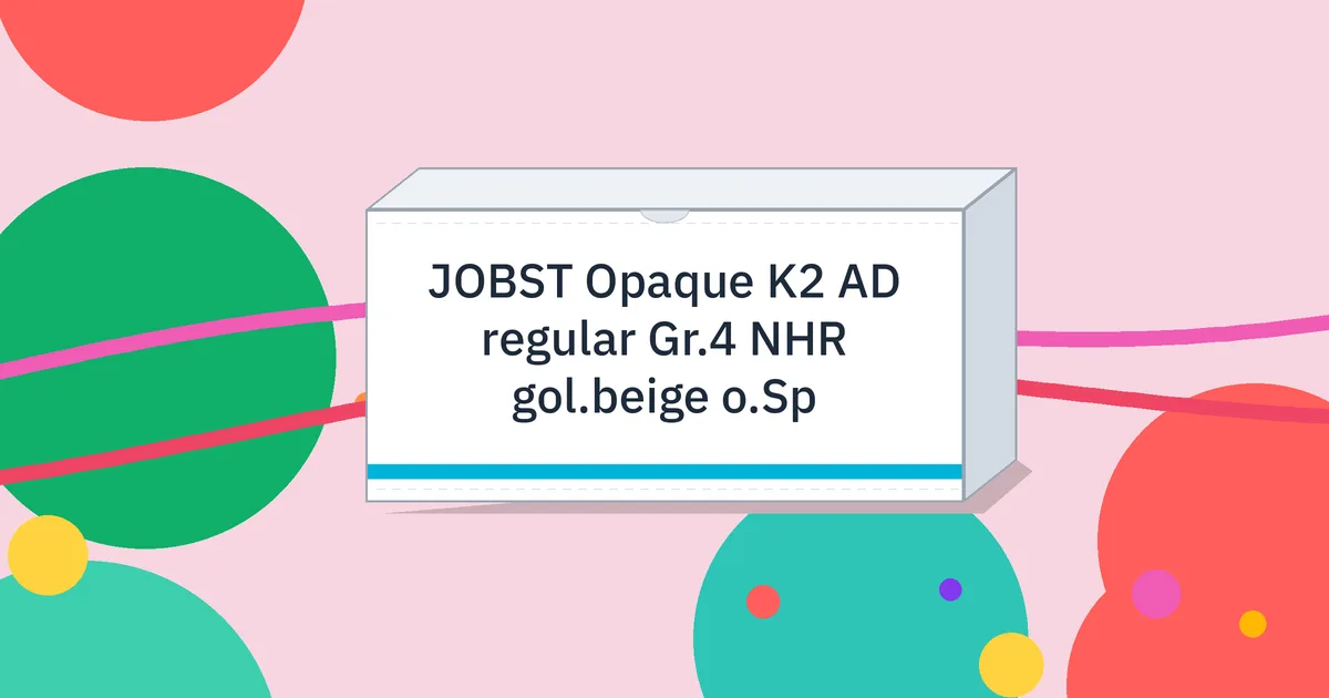 Symbolbild: Packung mit der Aufschrift JOBST Opaque K2 AD regular Gr.4 NHR gol.beige o.Sp (PZN 16277548) – Verfügbarkeit und Bezug in Apotheken in Frankfurt am Main