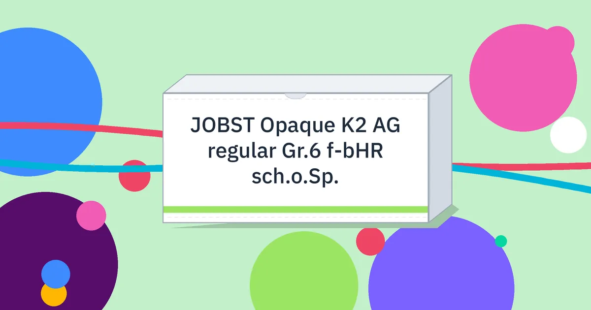 Symbolbild: Packung mit der Aufschrift JOBST Opaque K2 AG regular Gr.6 f-bHR sch.o.Sp. (PZN 11253974) – Verfügbarkeit und Bezug in Apotheken in Frankfurt am Main