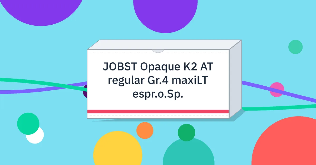 Symbolbild: Packung mit der Aufschrift JOBST Opaque K2 AT regular Gr.4 maxiLT espr.o.Sp. (PZN 16290098) – Verfügbarkeit und Bezug in Apotheken in Frankfurt am Main