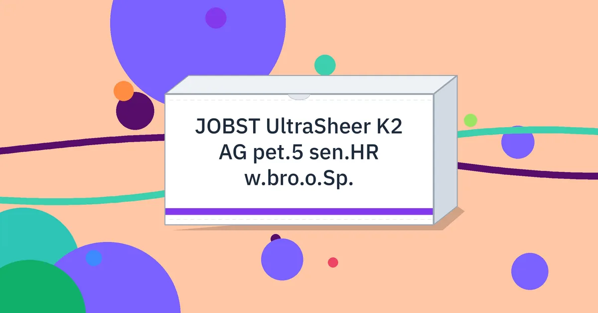 Symbolbild: Packung mit der Aufschrift JOBST UltraSheer K2 AG pet.5 sen.HR w.bro.o.Sp. (PZN 13143327) – Verfügbarkeit und Bezug in Apotheken in Frankfurt am Main