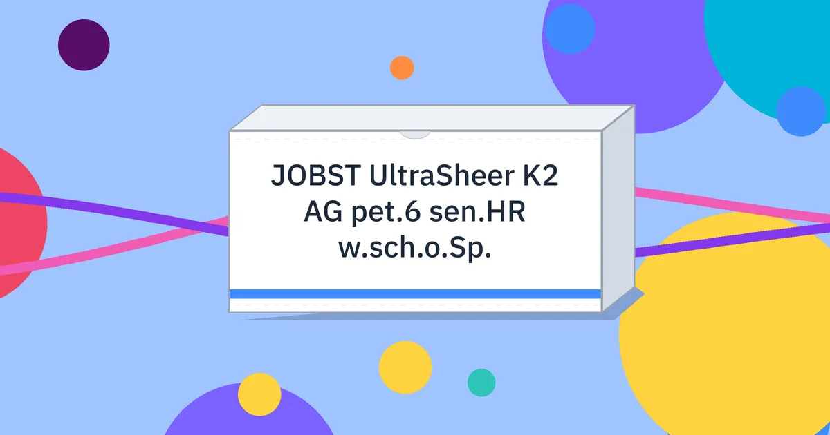 Symbolbild: Packung mit der Aufschrift JOBST UltraSheer K2 AG pet.6 sen.HR w.sch.o.Sp. (PZN 11266043) – Verfügbarkeit und Bezug in Apotheken in Frankfurt am Main