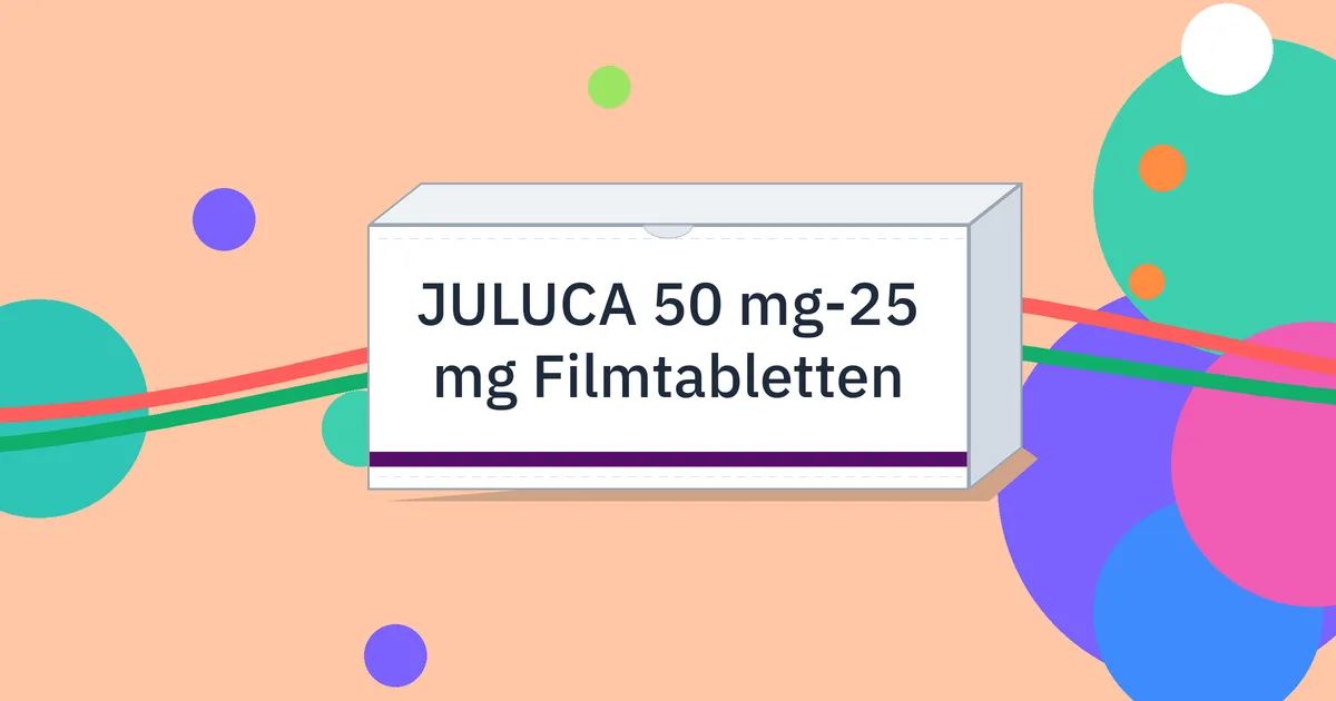 Symbolbild: Packung mit der Aufschrift JULUCA 50 mg-25 mg Filmtabletten (PZN 17165478) – Verfügbarkeit und Bezug in Apotheken in Frankfurt am Main