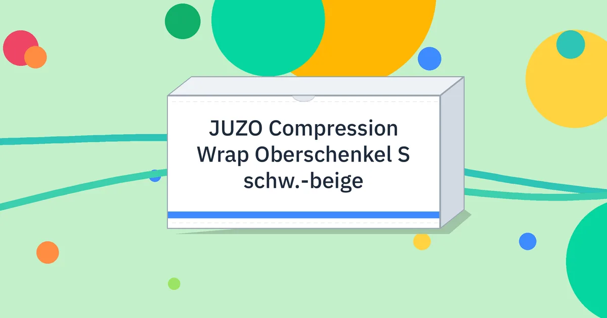 Symbolbild: Packung mit der Aufschrift JUZO Compression Wrap Oberschenkel S schw.-beige (PZN 16143486) – Verfügbarkeit und Bezug in Apotheken in Frankfurt am Main