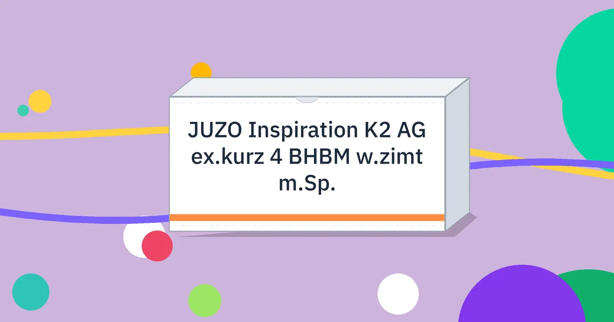 Symbolbild: Packung mit der Aufschrift JUZO Inspiration K2 AG ex.kurz 4 BHBM w.zimt m.Sp. (PZN 14883888) – Verfügbarkeit und Bezug in Apotheken in Frankfurt am Main