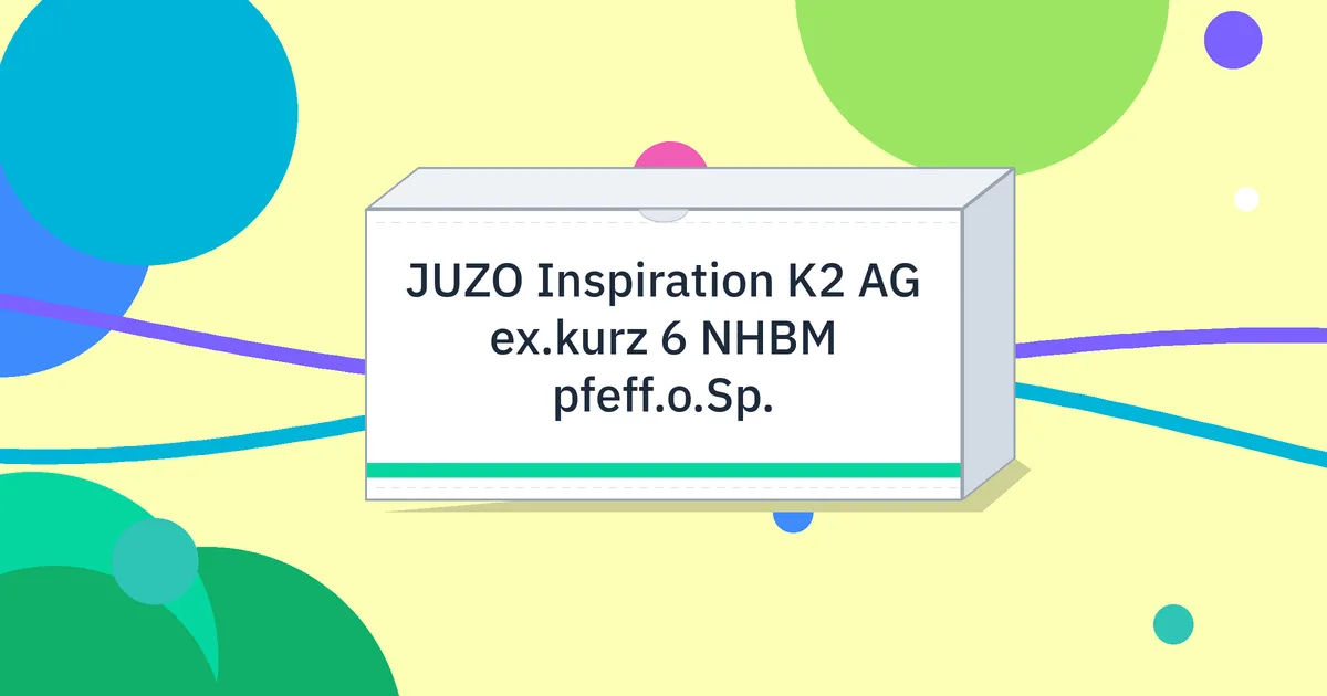 Symbolbild: Packung mit der Aufschrift JUZO Inspiration K2 AG ex.kurz 6 NHBM pfeff.o.Sp. (PZN 14965468) – Verfügbarkeit und Bezug in Apotheken in Frankfurt am Main
