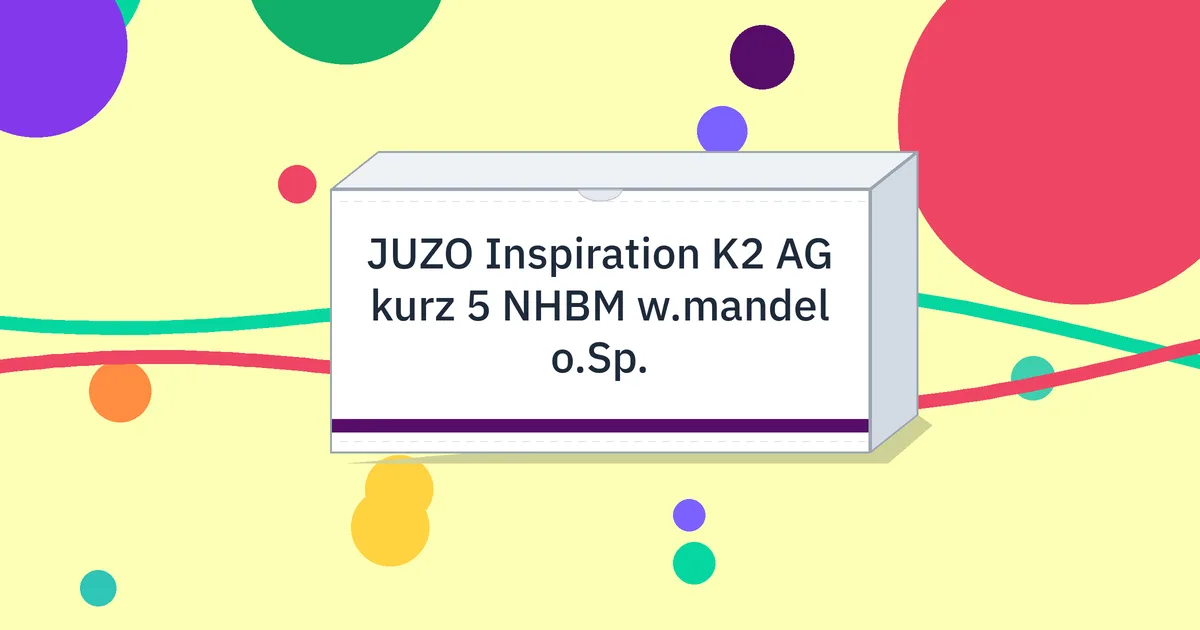 Symbolbild: Packung mit der Aufschrift JUZO Inspiration K2 AG kurz 5 NHBM w.mandel o.Sp. (PZN 14949707) – Verfügbarkeit und Bezug in Apotheken in Frankfurt am Main