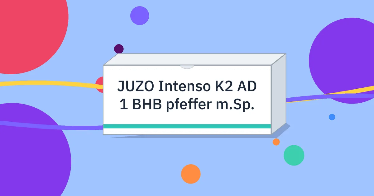 Symbolbild: Packung mit der Aufschrift JUZO Intenso K2 AD 1 BHB pfeffer m.Sp. (PZN 18613134) – Verfügbarkeit und Bezug in Apotheken in Frankfurt am Main