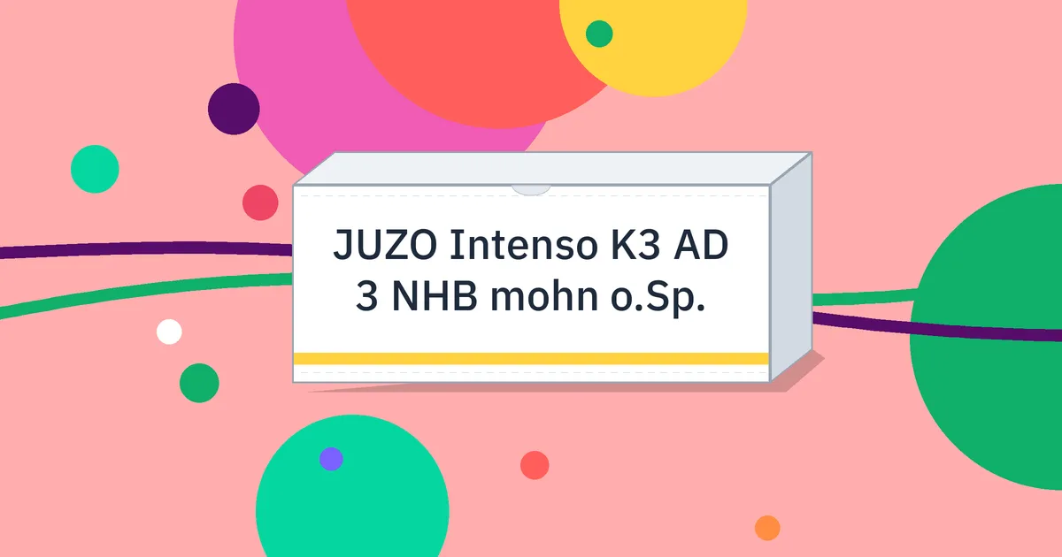 Symbolbild: Packung mit der Aufschrift JUZO Intenso K3 AD 3 NHB mohn o.Sp. (PZN 18641656) – Verfügbarkeit und Bezug in Apotheken in Frankfurt am Main