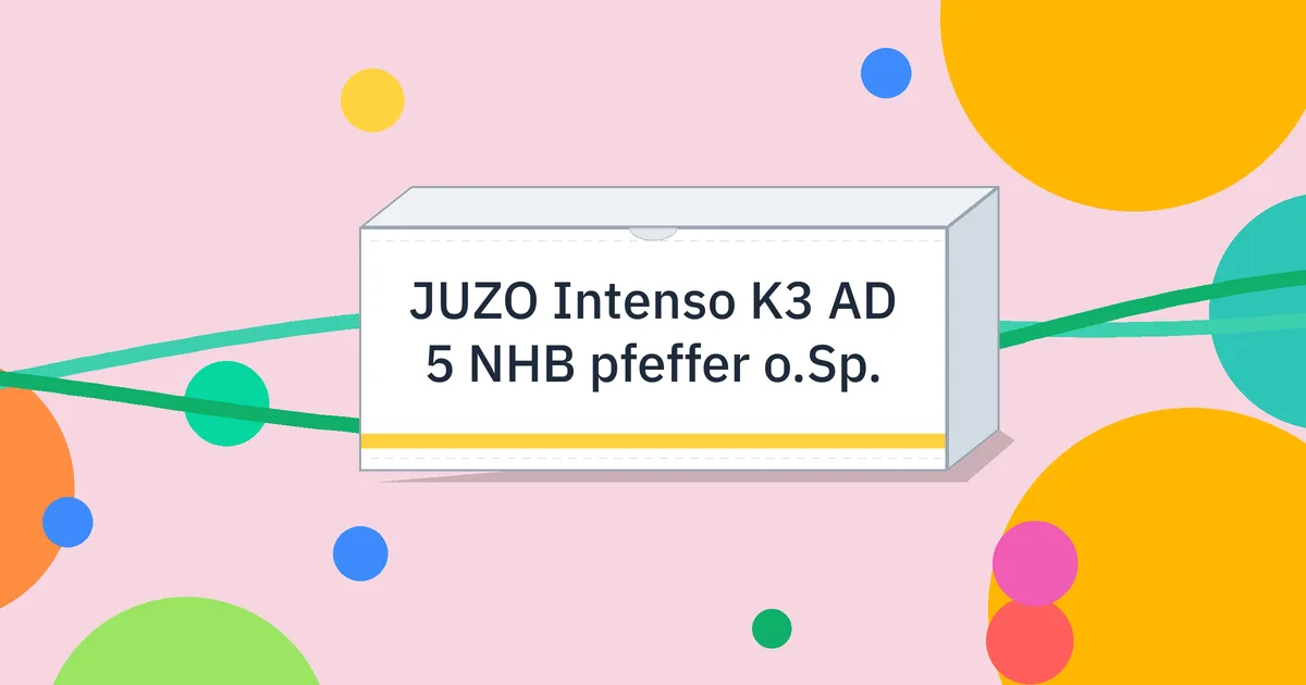 Symbolbild: Packung mit der Aufschrift JUZO Intenso K3 AD 5 NHB pfeffer o.Sp. (PZN 18641314) – Verfügbarkeit und Bezug in Apotheken in Frankfurt am Main
