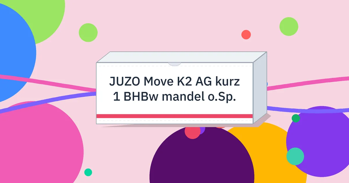 Symbolbild: Packung mit der Aufschrift JUZO Move K2 AG kurz 1 BHBw mandel o.Sp. (PZN 16646069) – Verfügbarkeit und Bezug in Apotheken in Frankfurt am Main