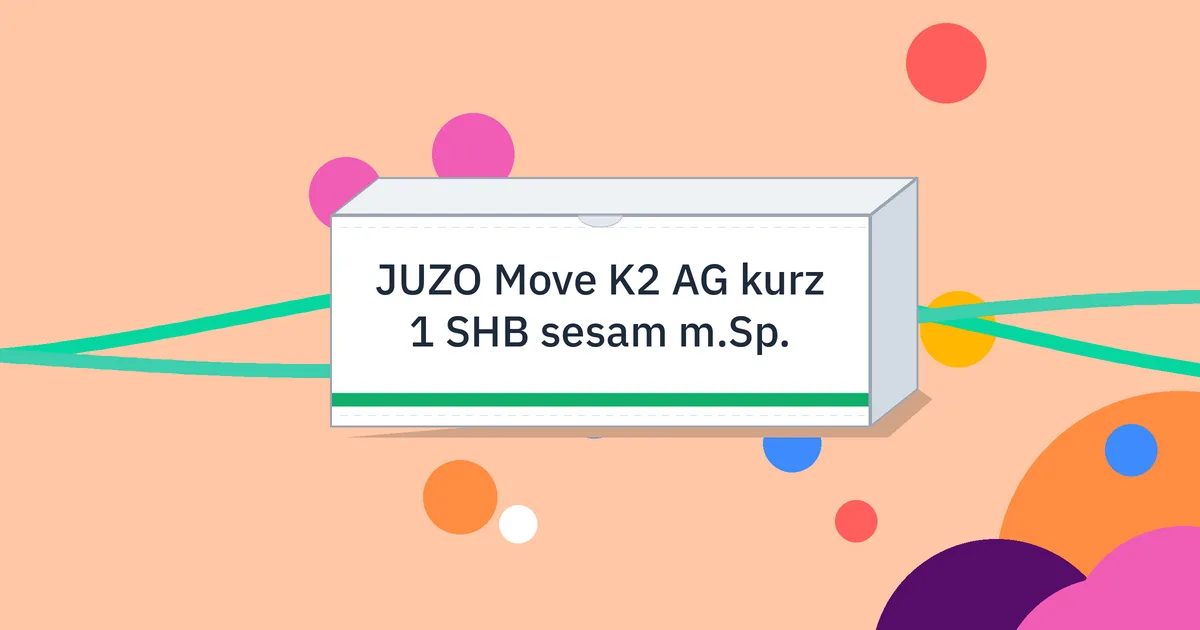 Symbolbild: Packung mit der Aufschrift JUZO Move K2 AG kurz 1 SHB sesam m.Sp. (PZN 18527966) – Verfügbarkeit und Bezug in Apotheken in Frankfurt am Main