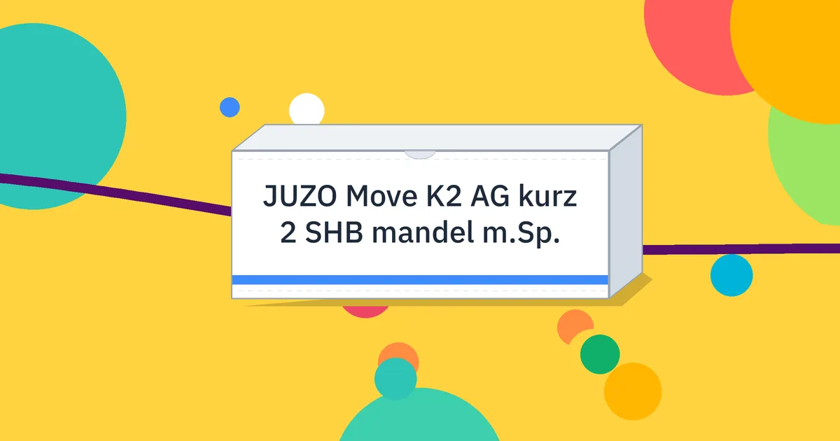 Symbolbild: Packung mit der Aufschrift JUZO Move K2 AG kurz 2 SHB mandel m.Sp. (PZN 16651260) – Verfügbarkeit und Bezug in Apotheken in Frankfurt am Main