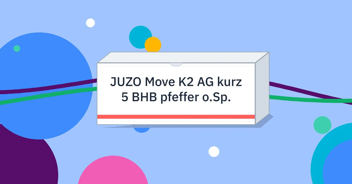 Symbolbild: Packung mit der Aufschrift JUZO Move K2 AG kurz 5 BHB pfeffer o.Sp. (PZN 16639359) – Verfügbarkeit und Bezug in Apotheken in Frankfurt am Main