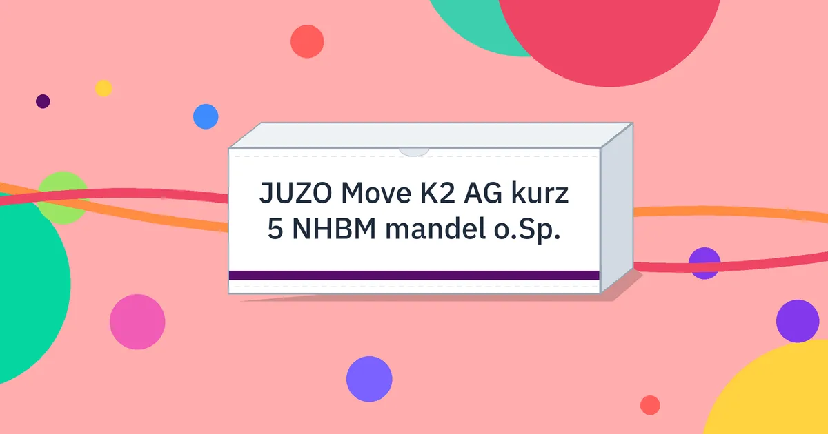 Symbolbild: Packung mit der Aufschrift JUZO Move K2 AG kurz 5 NHBM mandel o.Sp. (PZN 16642982) – Verfügbarkeit und Bezug in Apotheken in Frankfurt am Main