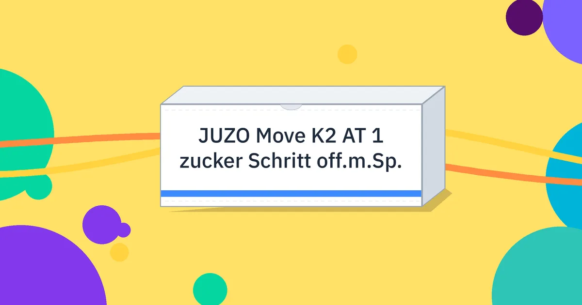 Symbolbild: Packung mit der Aufschrift JUZO Move K2 AT 1 zucker Schritt off.m.Sp. (PZN 20667953) – Verfügbarkeit und Bezug in Apotheken in Frankfurt am Main