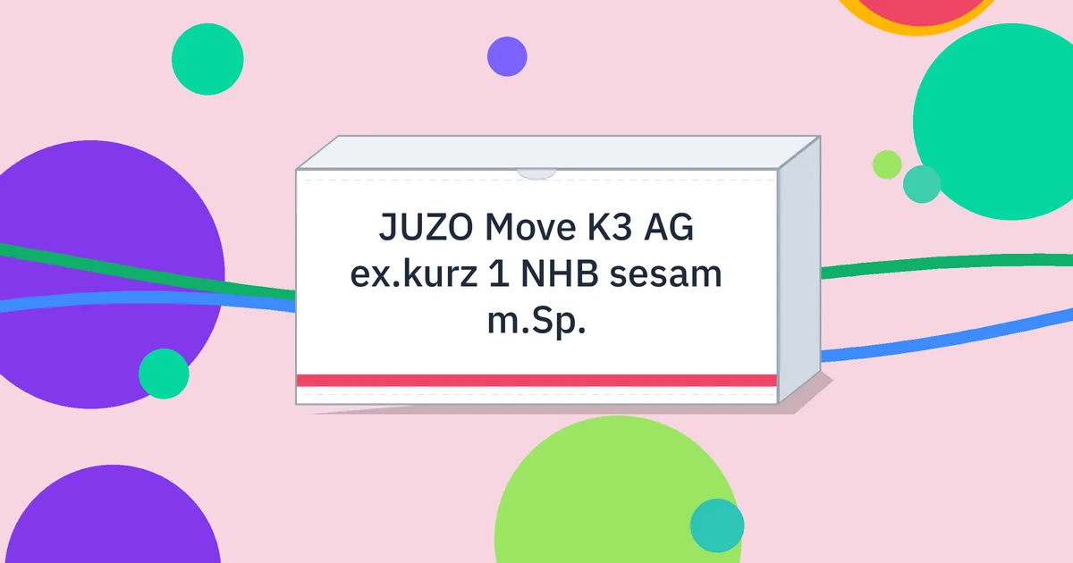 Symbolbild: Packung mit der Aufschrift JUZO Move K3 AG ex.kurz 1 NHB sesam m.Sp. (PZN 18583143) – Verfügbarkeit und Bezug in Apotheken in Frankfurt am Main