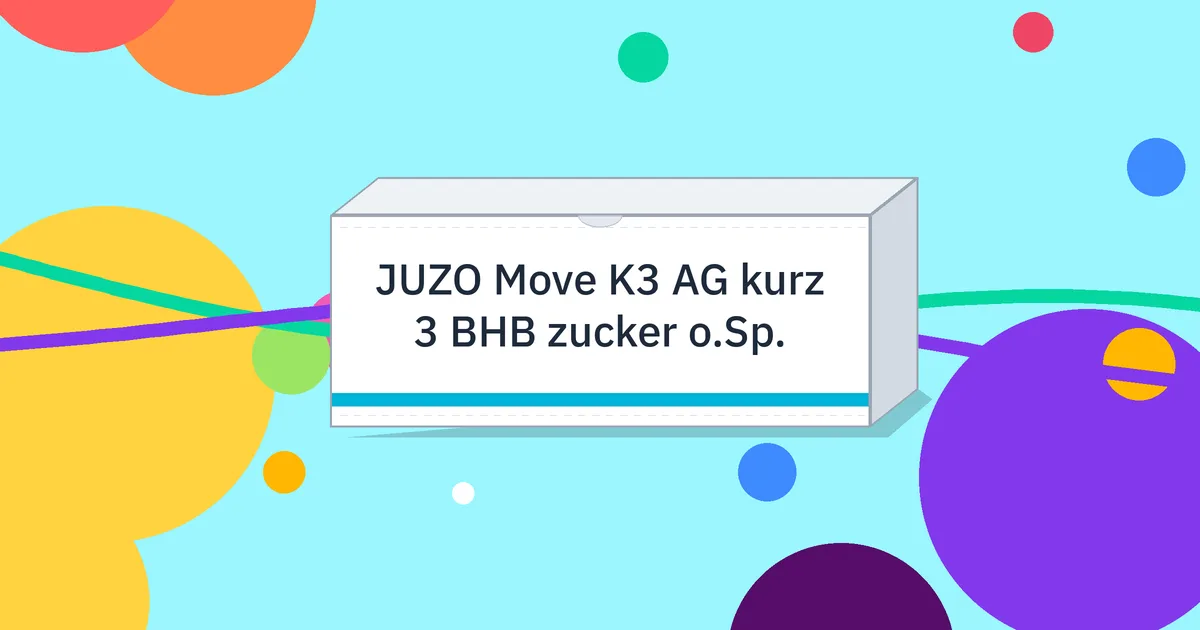 Symbolbild: Packung mit der Aufschrift JUZO Move K3 AG kurz 3 BHB zucker o.Sp. (PZN 18581463) – Verfügbarkeit und Bezug in Apotheken in Frankfurt am Main
