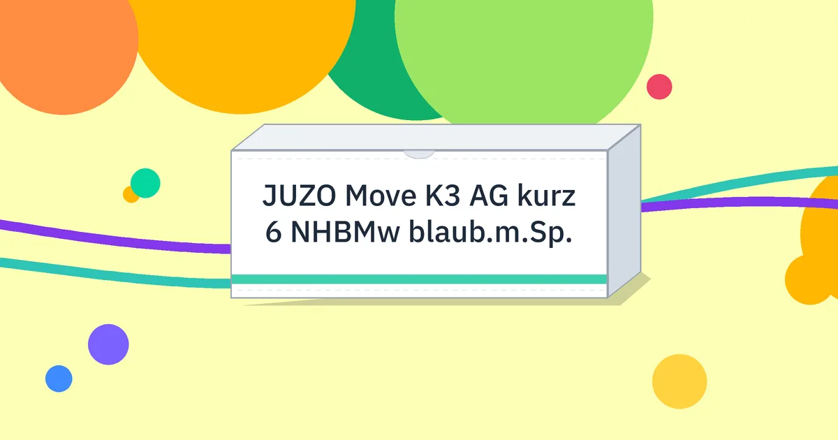 Symbolbild: Packung mit der Aufschrift JUZO Move K3 AG kurz 6 NHBMw blaub.m.Sp. (PZN 18590775) – Verfügbarkeit und Bezug in Apotheken in Frankfurt am Main