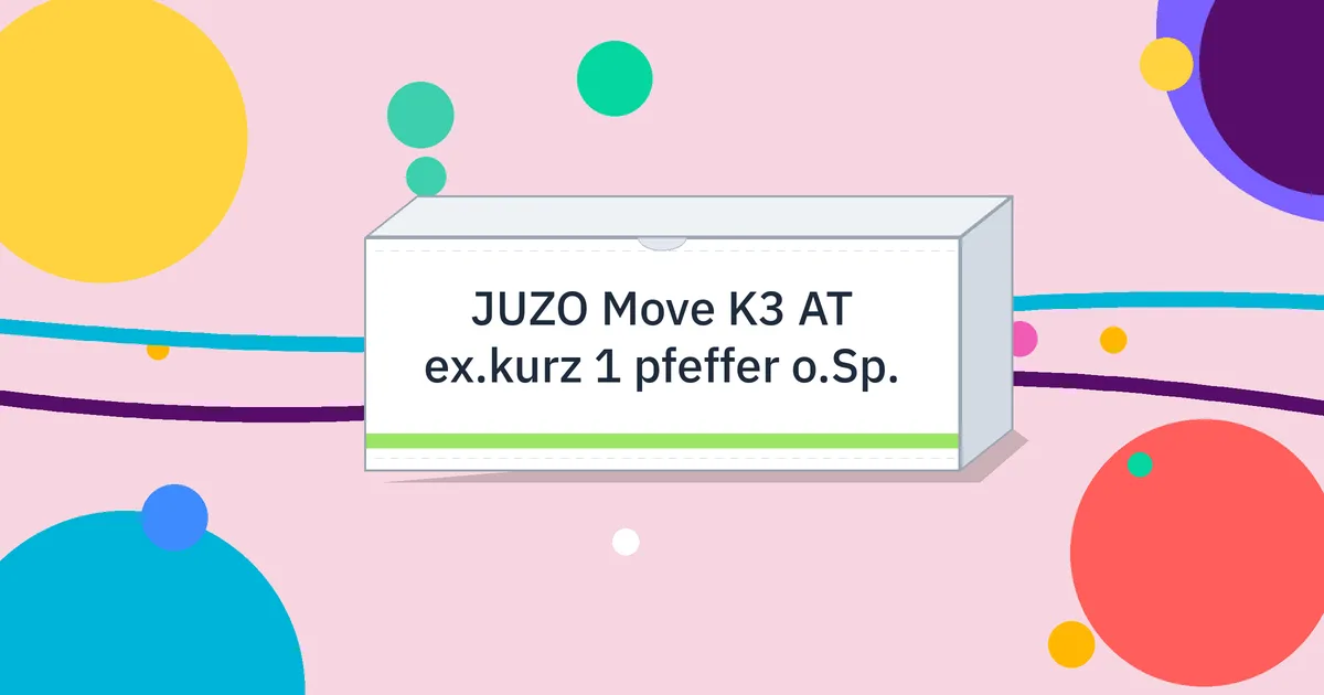 Symbolbild: Packung mit der Aufschrift JUZO Move K3 AT ex.kurz 1 pfeffer o.Sp. (PZN 20681373) – Verfügbarkeit und Bezug in Apotheken in Frankfurt am Main