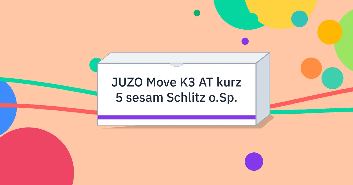 Symbolbild: Packung mit der Aufschrift JUZO Move K3 AT kurz 5 sesam Schlitz o.Sp. (PZN 20685715) – Verfügbarkeit und Bezug in Apotheken in Frankfurt am Main