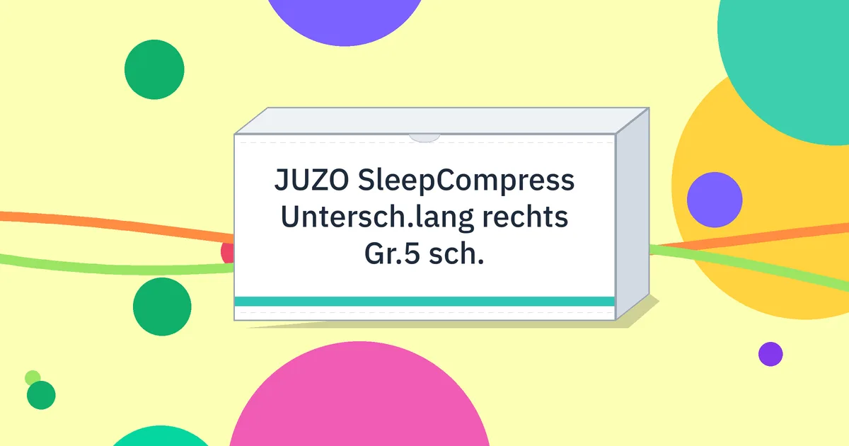 Symbolbild: Packung mit der Aufschrift JUZO SleepCompress Untersch.lang rechts Gr.5 sch. (PZN 19622626) – Verfügbarkeit und Bezug in Apotheken in Frankfurt am Main