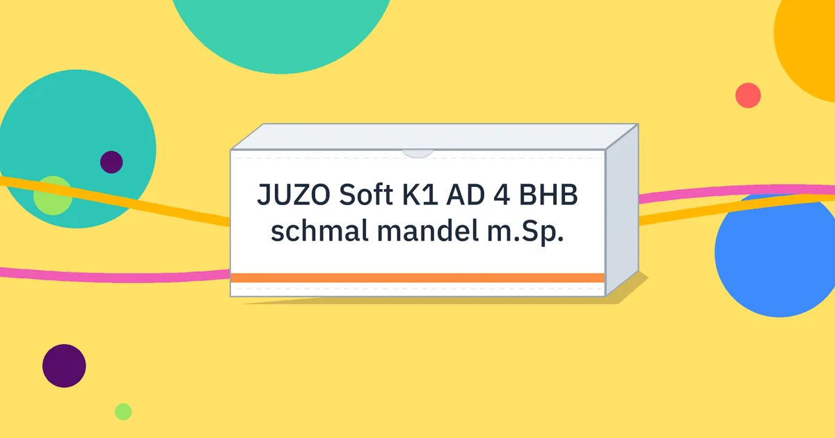 Symbolbild: Packung mit der Aufschrift JUZO Soft K1 AD 4 BHB schmal mandel m.Sp. (PZN 15461221) – Verfügbarkeit und Bezug in Apotheken in Frankfurt am Main