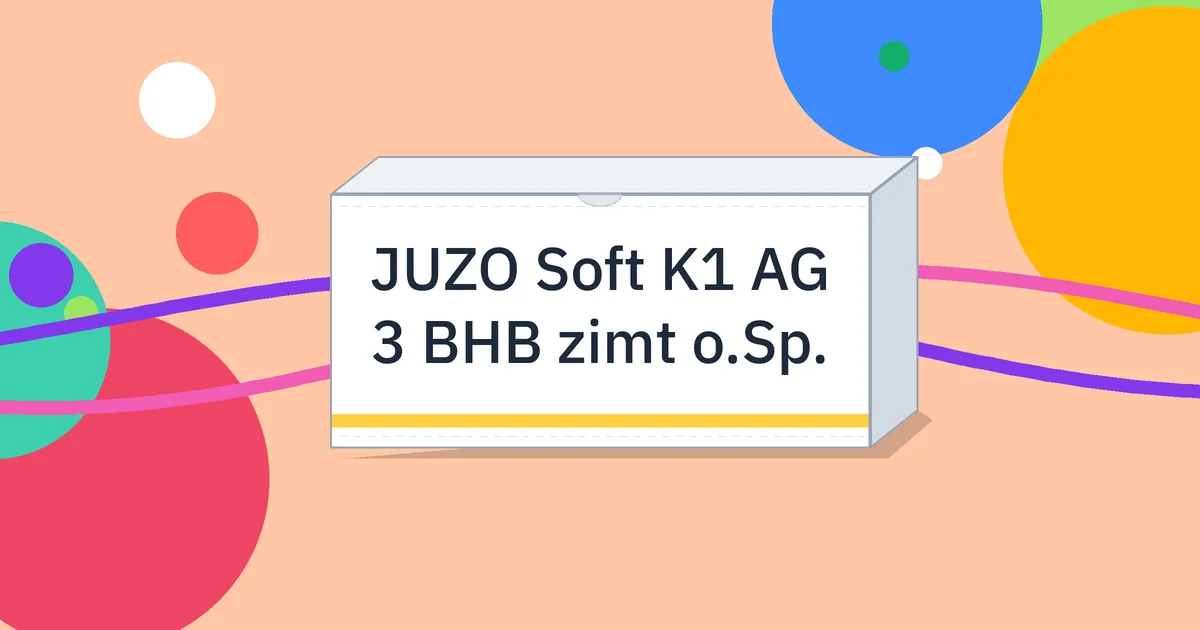 Symbolbild: Packung mit der Aufschrift JUZO Soft K1 AG 3 BHB zimt o.Sp. (PZN 14821404) – Verfügbarkeit und Bezug in Apotheken in Frankfurt am Main