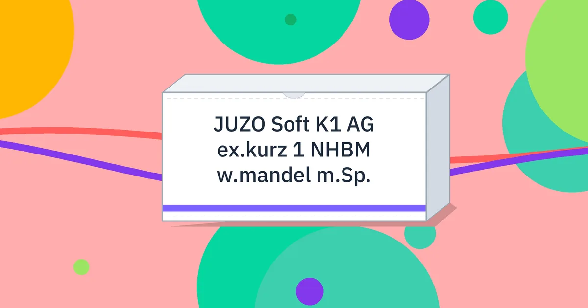 Symbolbild: Packung mit der Aufschrift JUZO Soft K1 AG ex.kurz 1 NHBM w.mandel m.Sp. (PZN 15016840) – Verfügbarkeit und Bezug in Apotheken in Frankfurt am Main