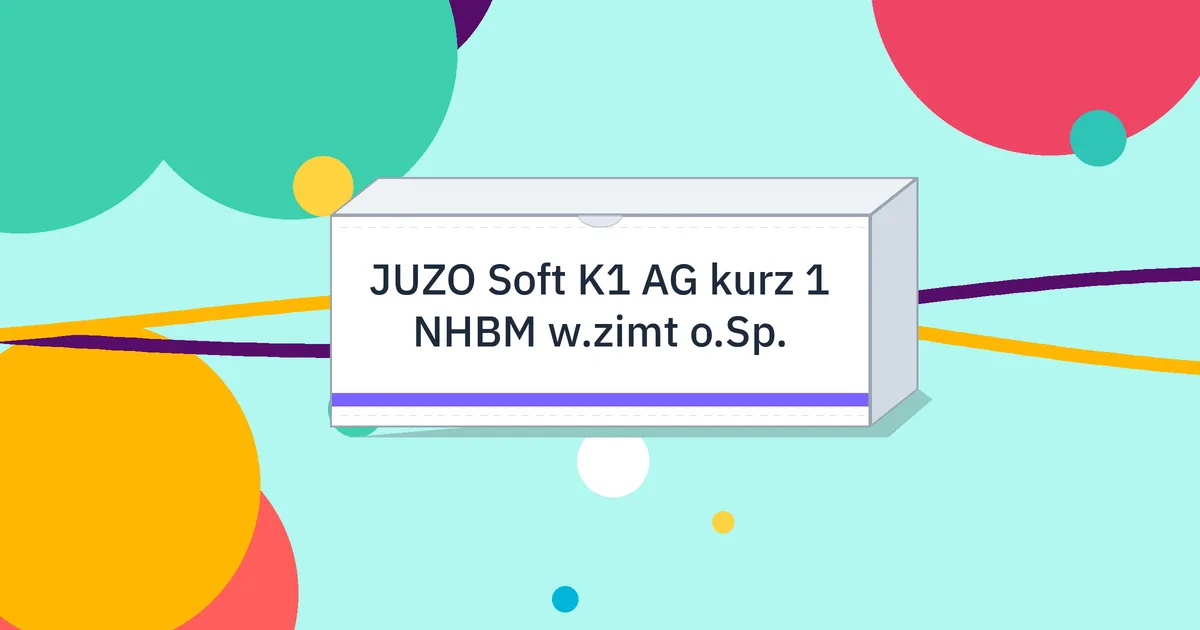 Symbolbild: Packung mit der Aufschrift JUZO Soft K1 AG kurz 1 NHBM w.zimt o.Sp. (PZN 14996150) – Verfügbarkeit und Bezug in Apotheken in Frankfurt am Main