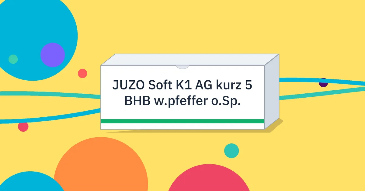 Symbolbild: Packung mit der Aufschrift JUZO Soft K1 AG kurz 5 BHB w.pfeffer o.Sp. (PZN 14838600) – Verfügbarkeit und Bezug in Apotheken in Frankfurt am Main
