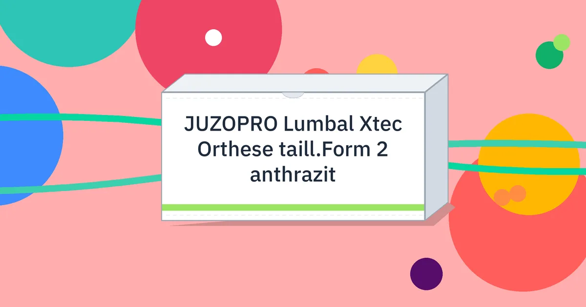 Symbolbild: Packung mit der Aufschrift JUZOPRO Lumbal Xtec Orthese taill.Form 2 anthrazit (PZN 16498278) – Verfügbarkeit und Bezug in Apotheken in Frankfurt am Main