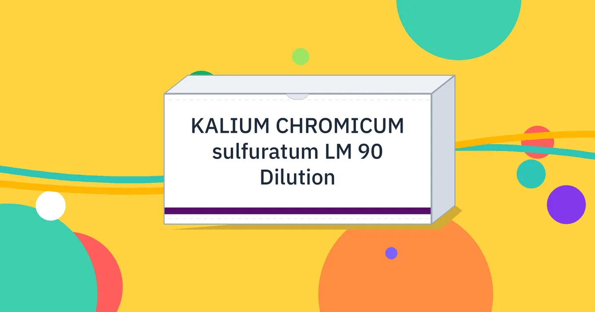 Symbolbild: Packung mit der Aufschrift KALIUM CHROMICUM sulfuratum LM 90 Dilution (PZN 12919961) – Verfügbarkeit und Bezug in Apotheken in Frankfurt am Main