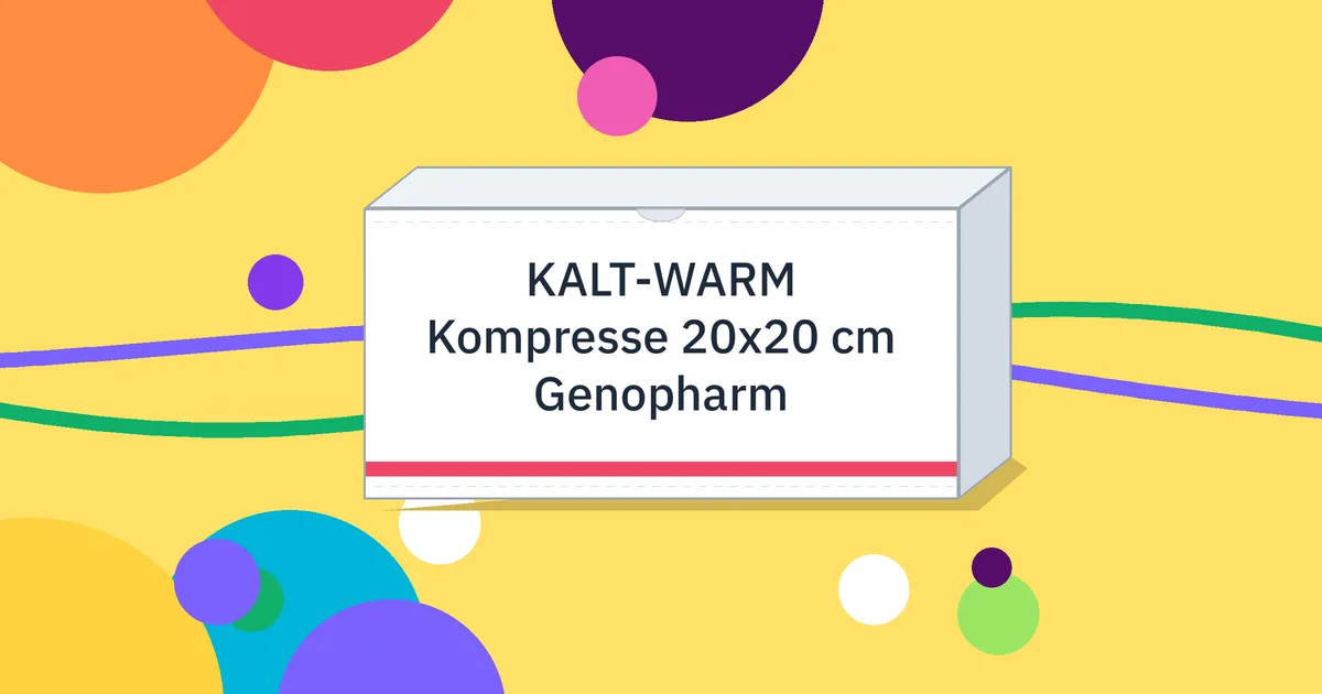 Symbolbild: Packung mit der Aufschrift KALT-WARM Kompresse 20x20 cm Genopharm (PZN 03964543) – Verfügbarkeit und Bezug in Apotheken in Frankfurt am Main